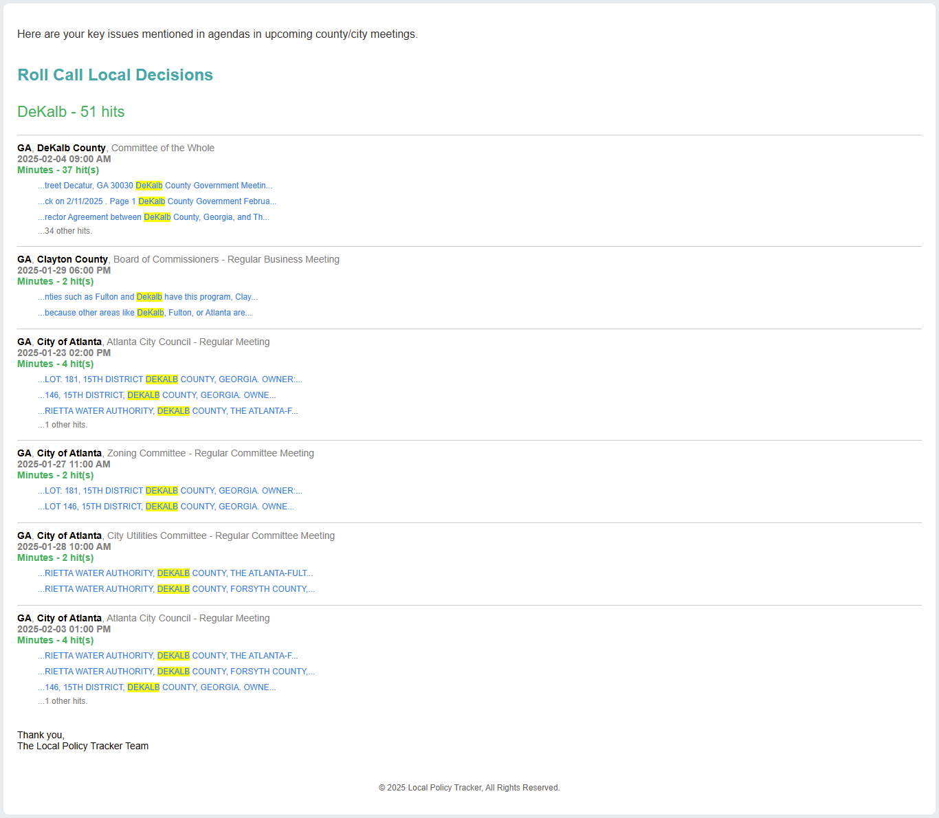 Local Policy Tracker