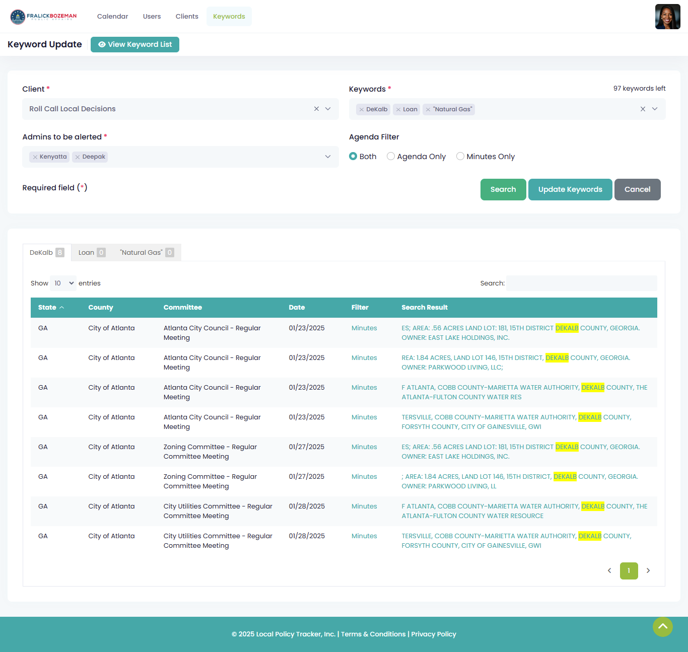 Local Policy Tracker